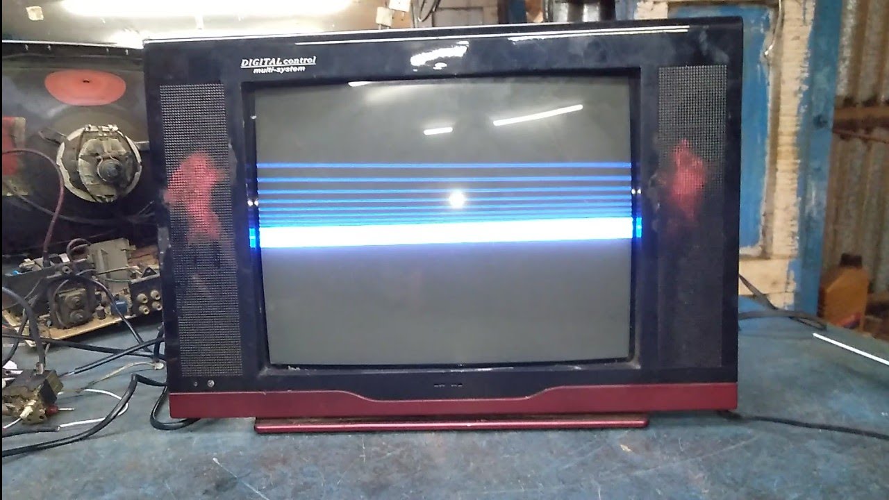 local made 15 inch CRT TV, horizontal bar lines, and main processor day ...