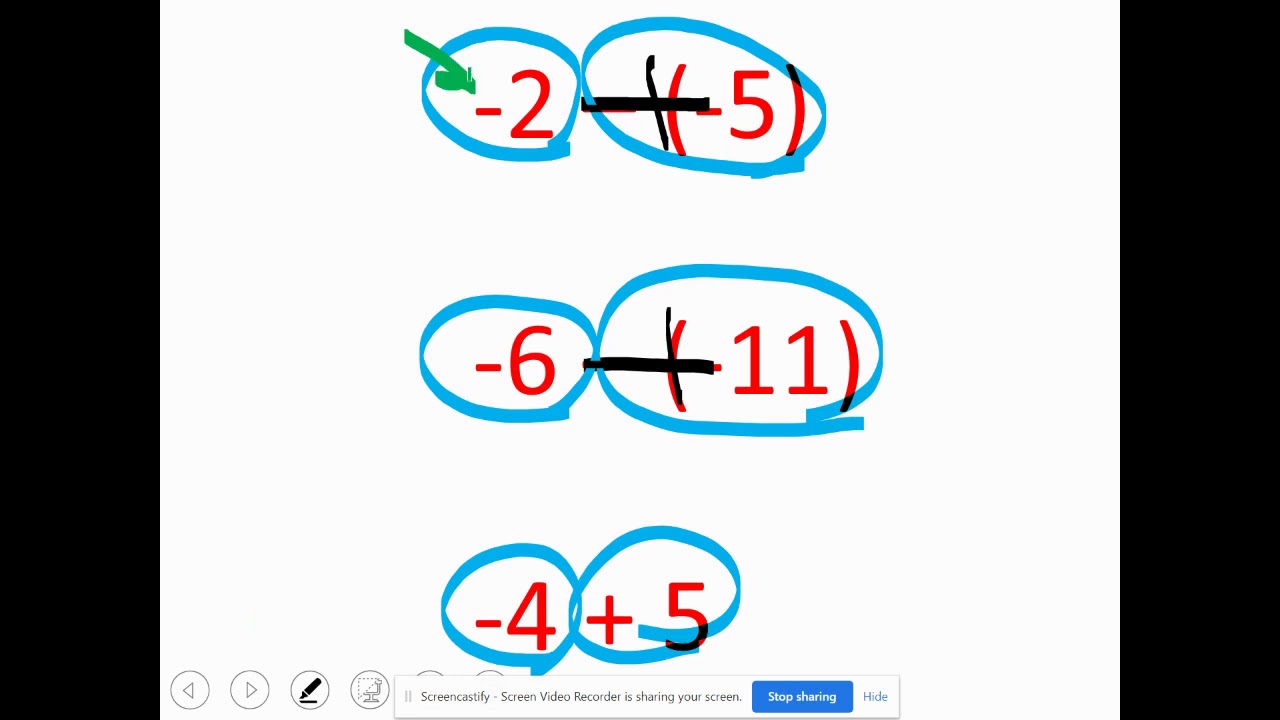 recap integers with double neg and diff signs - YouTube