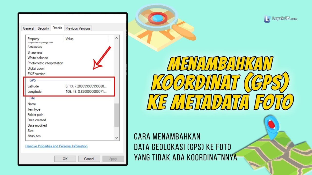Cara menambahkan koordinat GPS ke metadata Foto - YouTube