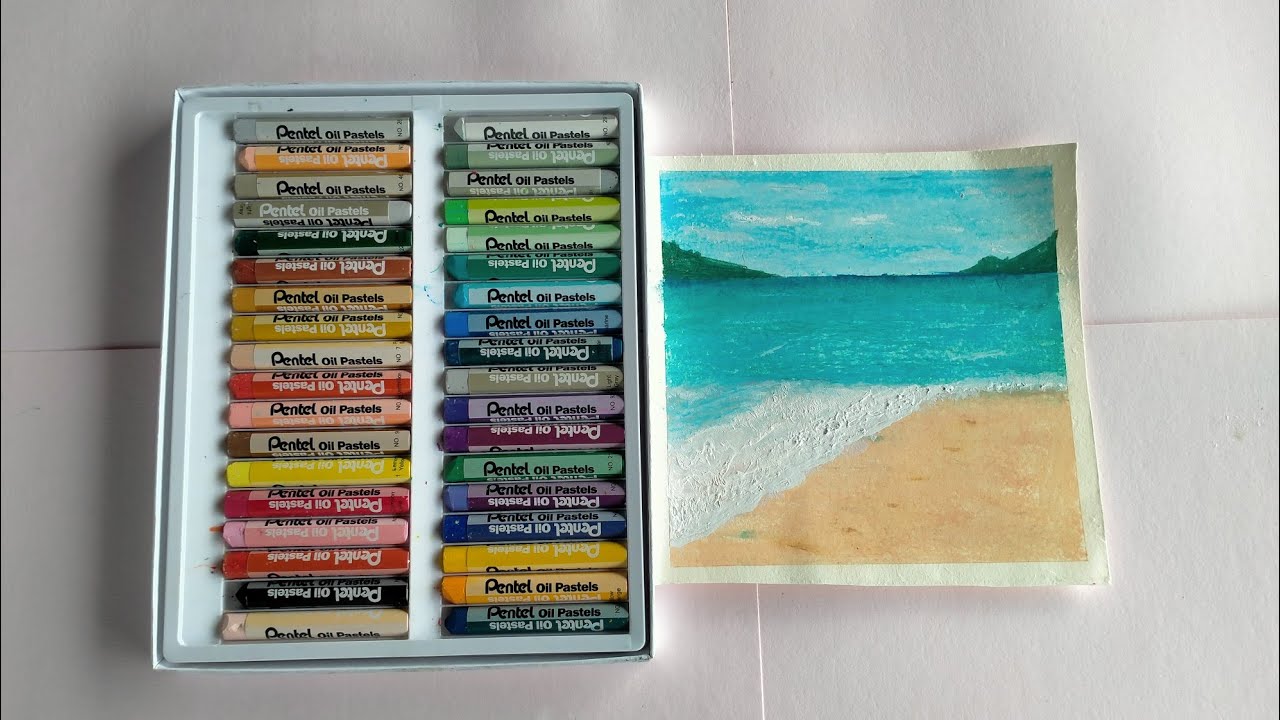 Beautiful Beach Scenery/oil pastel drawing for beginners - YouTube