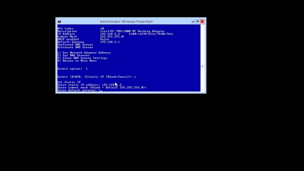 How to configure network settings using sconfig on a windows 2012 ...