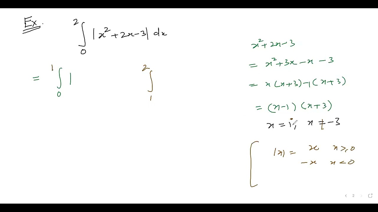 Integrate Mod X 2 2x 3 Limits 0 To 2 Integrate 0 To 2 Modulus X 2 2x