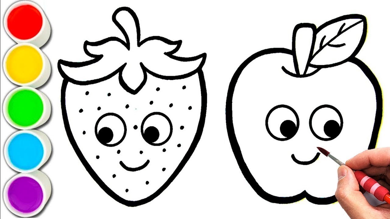 How To Draw Strawberry And Apple - YouTube
