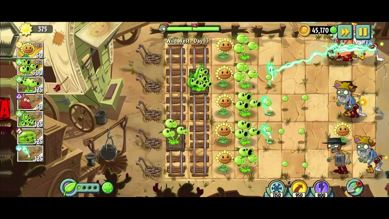 PvZ 2: Wild West Gameplay level 13-18 Power of Lighting - YouTube