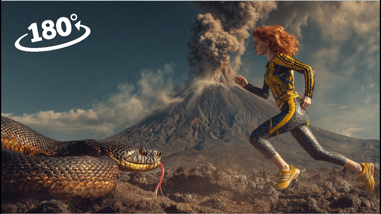 Massive Monster Snake Emerges During Volcano Eruption VR 180 - YouTube