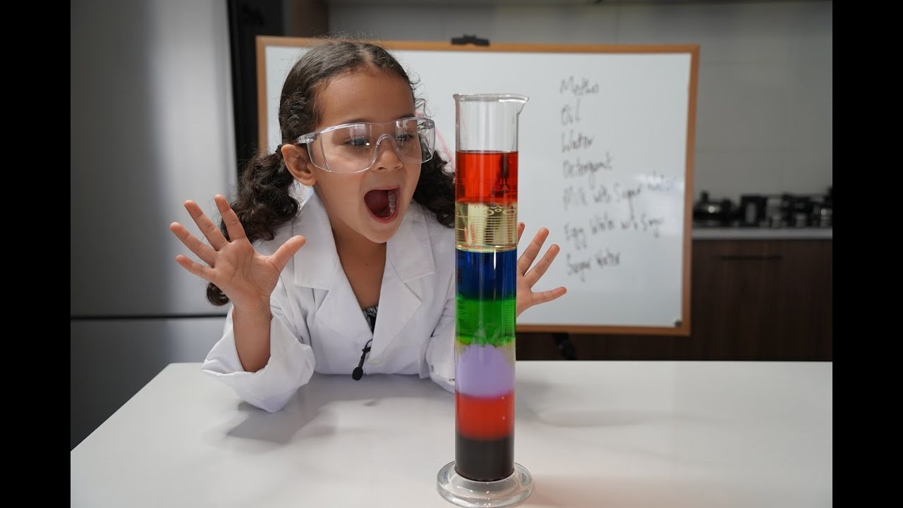 Learn about DENSITY with Lana Banana!! DIY rainbow density column! - YouTube
