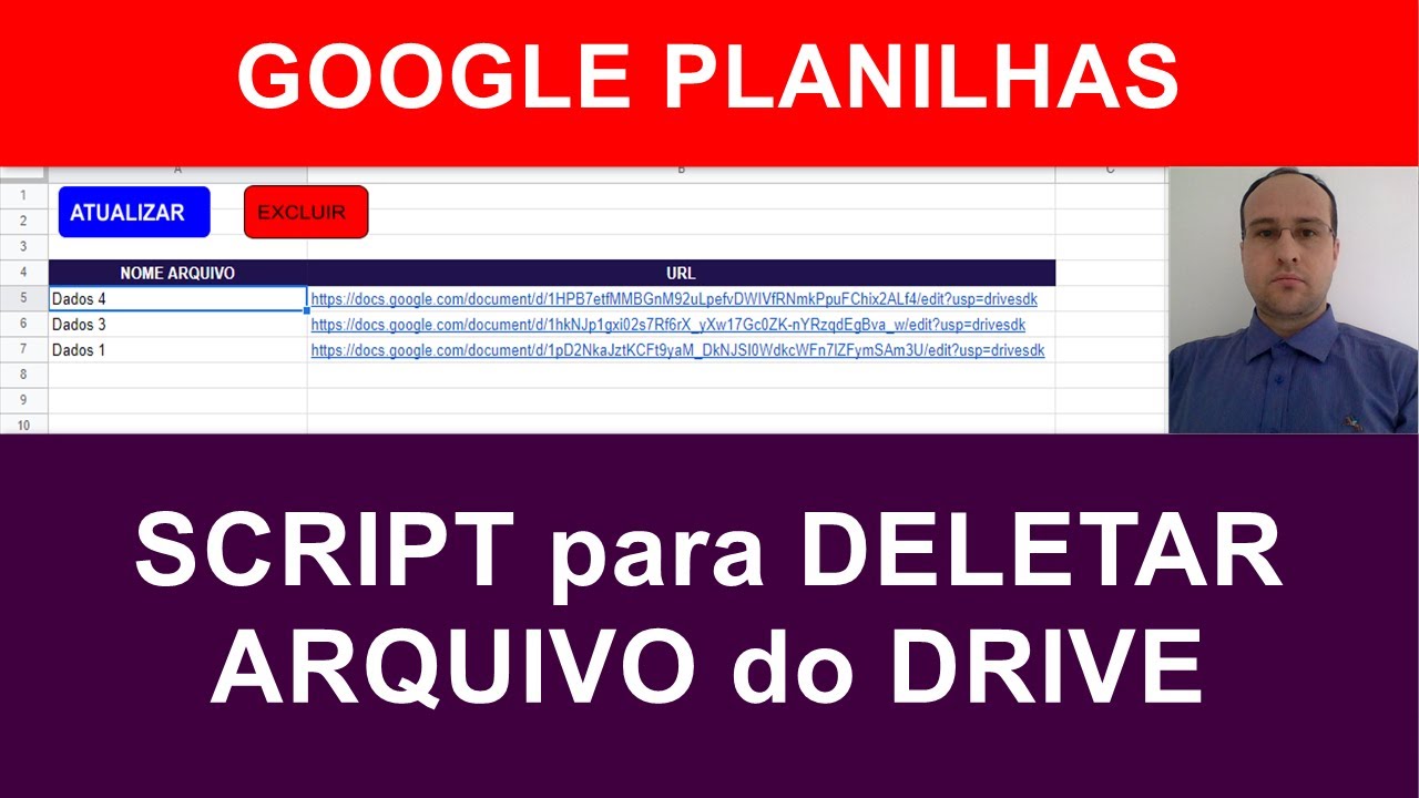 Script Google Planilhas para EXCLUIR ARQUIVO de Pasta do Drive - YouTube