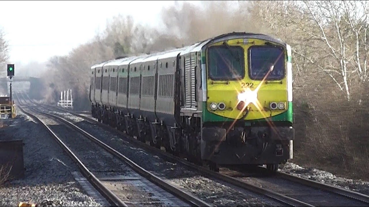 IE 201 Class Loco + Mk4 Intercity train - Monasterevin Station, Kildare ...