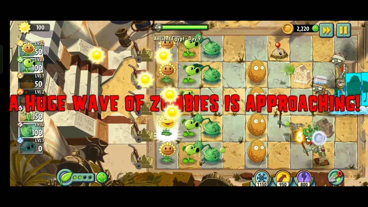 PVZ2 Adventure Survival Ancient Egypt fully Levels Lv1-Lv25 - YouTube