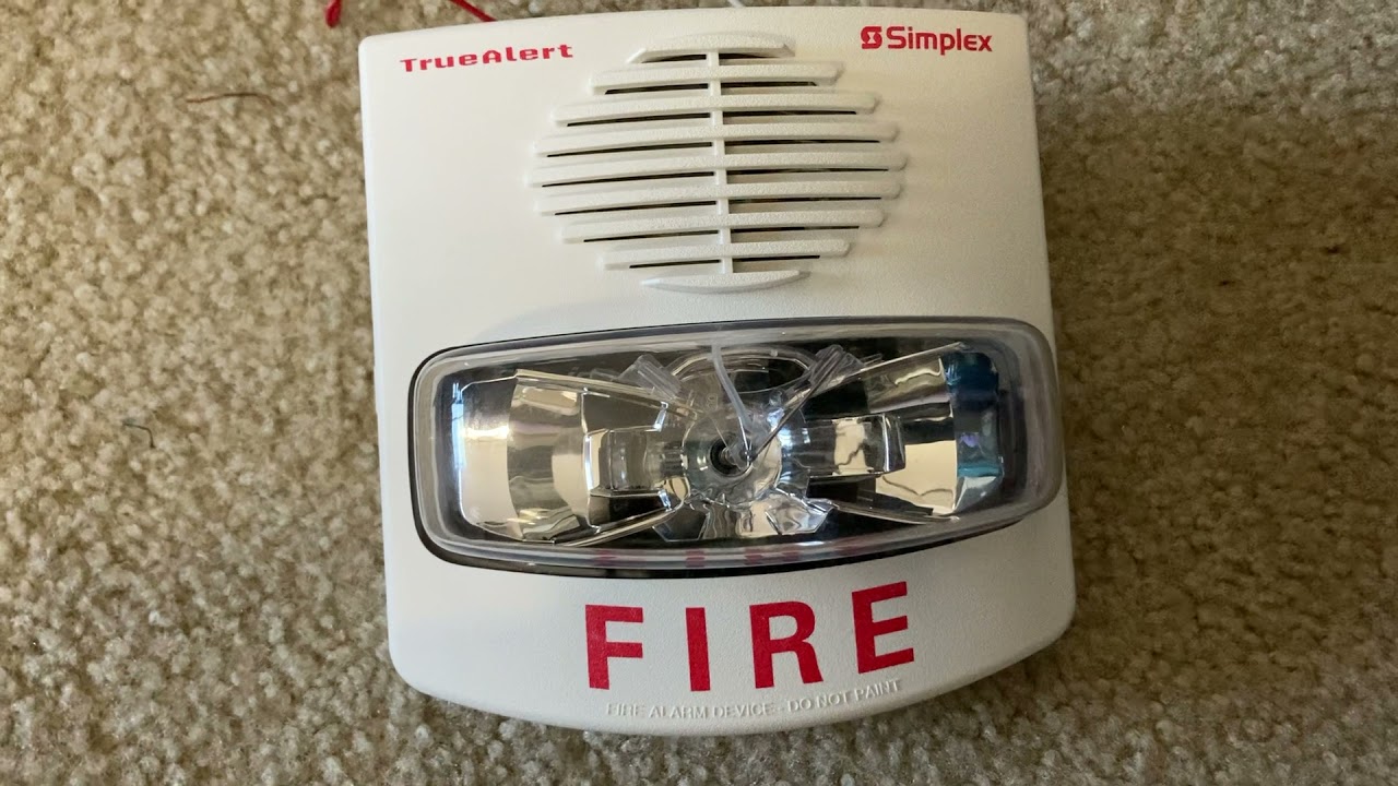 Simplex 49CMTV-WWF Horn Strobe Fire Alarm Test - YouTube