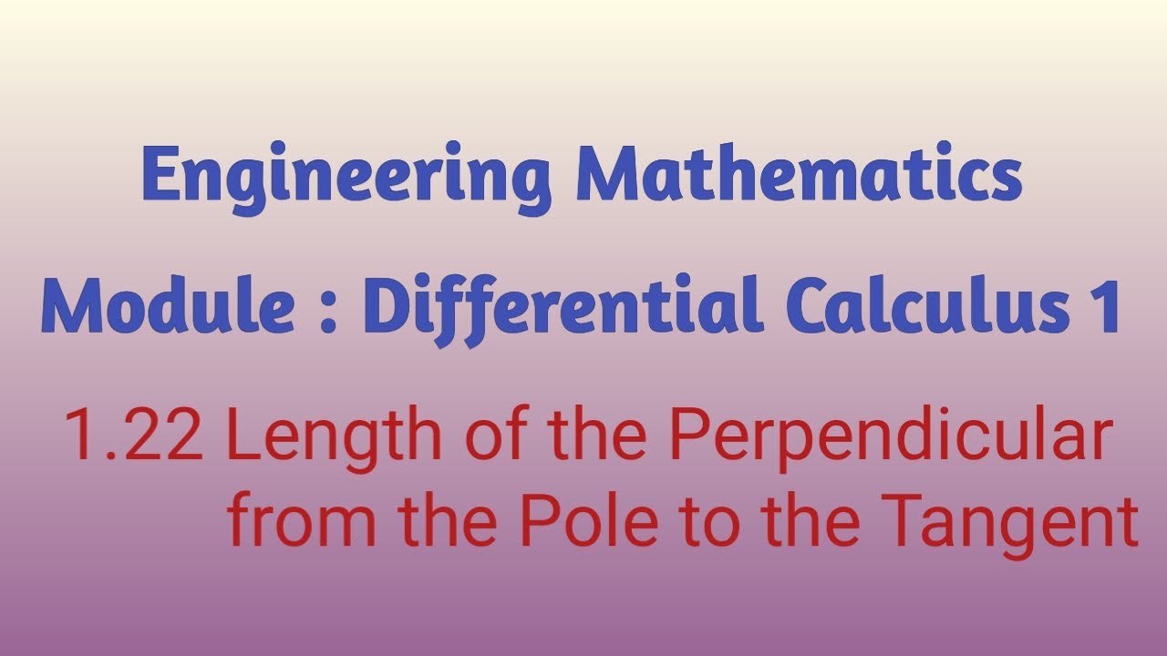 Engineering Mathematics | DC 1 | 1_22 Length Of The Perpendicular From ...