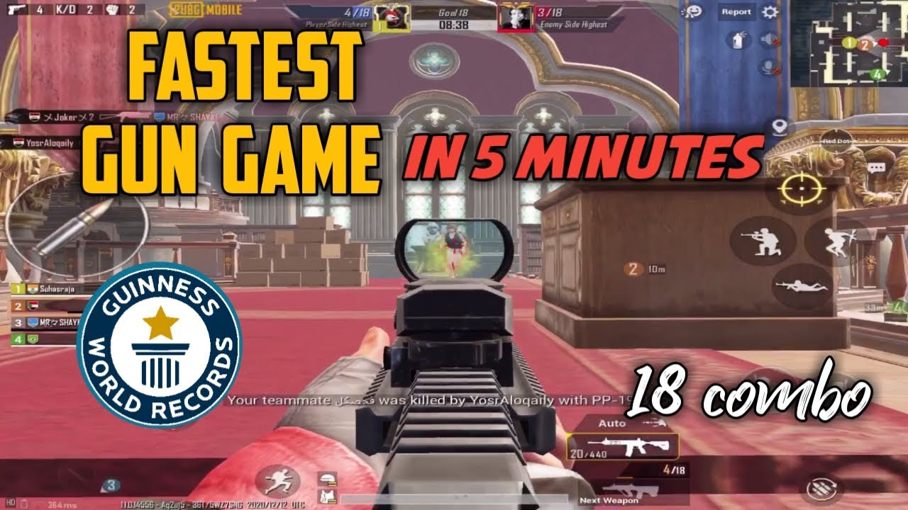 NEW WORLD RECORD IN PUBG MOBILE|gun game library finished In 5 minutes ...