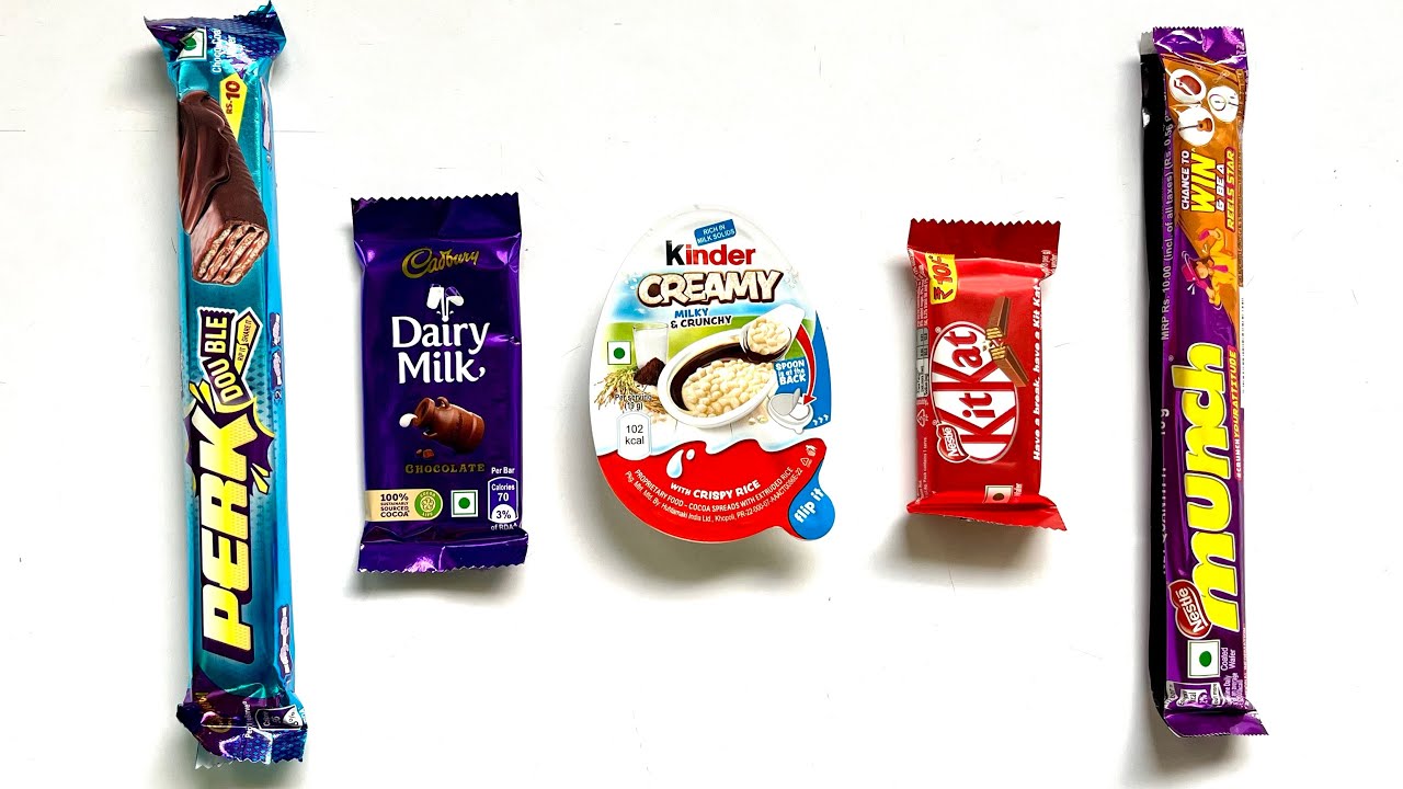 Perk vs Dairymilk vs KinderCreamy vs Kitkat vs Munch - YouTube