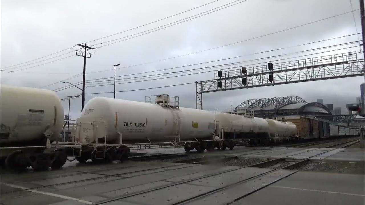 (Southbound) BNSF Priority Manifest Train passes through the South Holgate Street Railroad ...