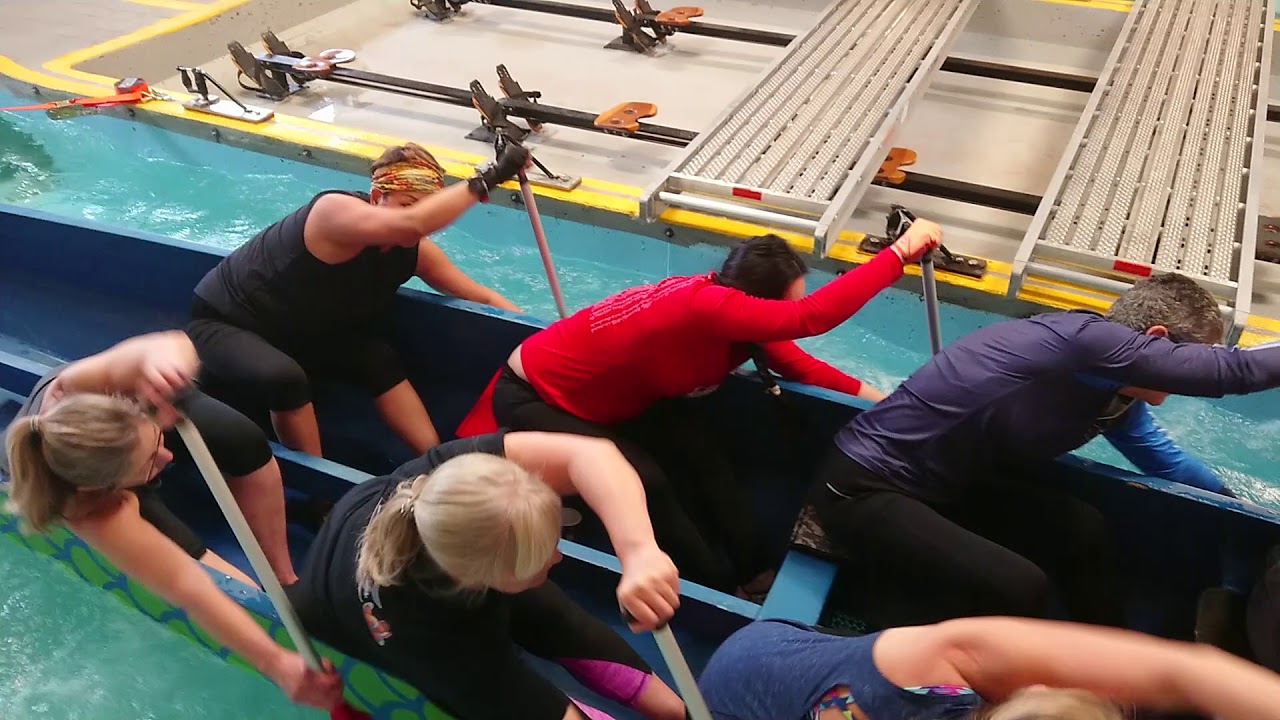 Belleville Feb dragon boat pool practice women - YouTube