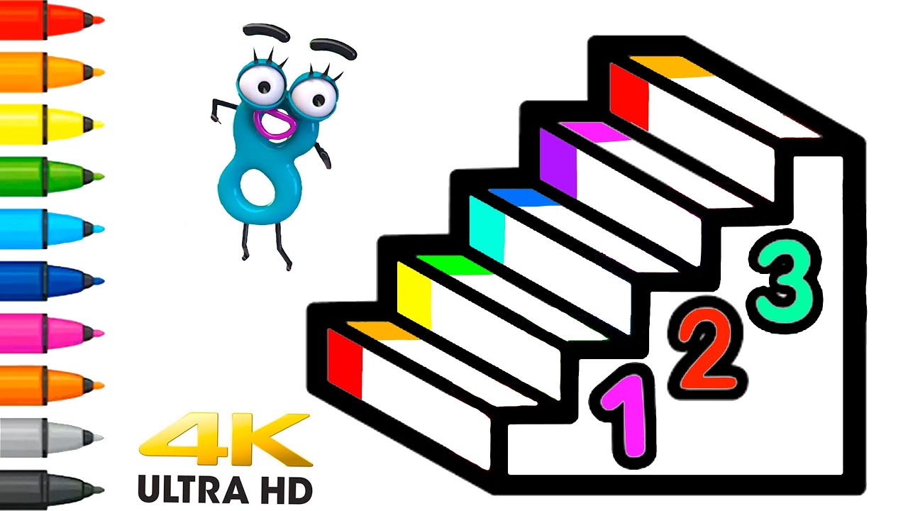 How to draw a ladder and numbers Baby Draw # 230 - YouTube