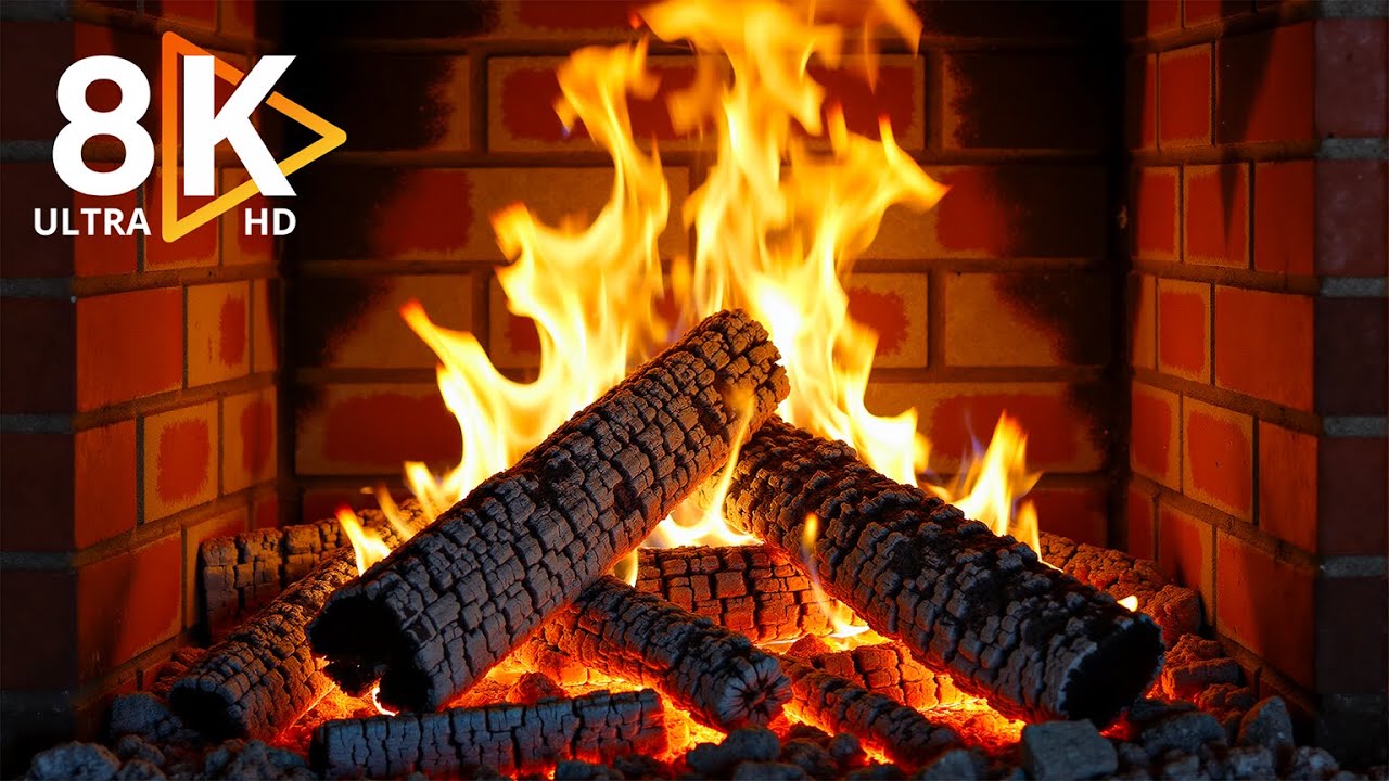 Cozy Fireplace 8K (1 HOURS). Fireplace Ambience with Crackling Fire ...