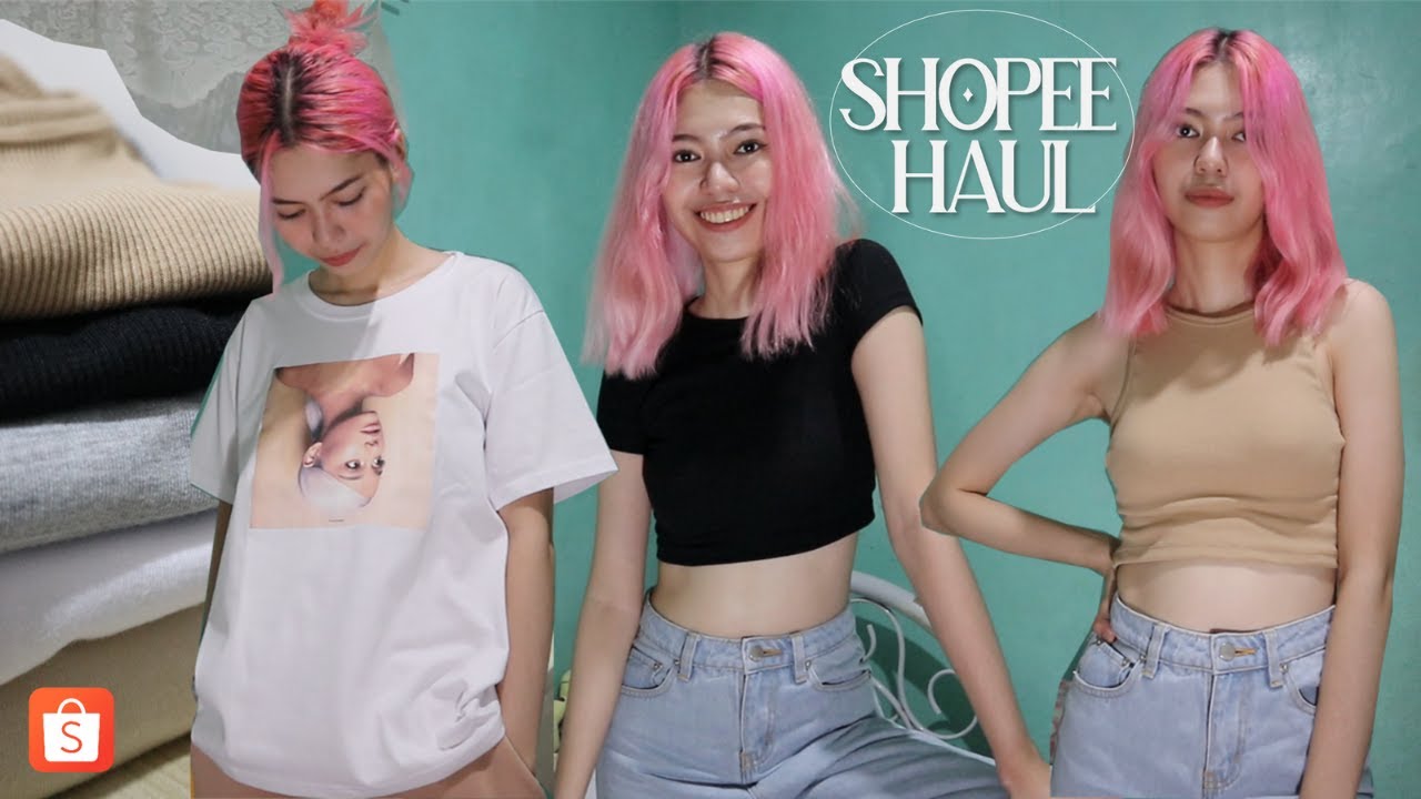 shopee clothing haul (basic must haves, korean crop tops, essentials ...