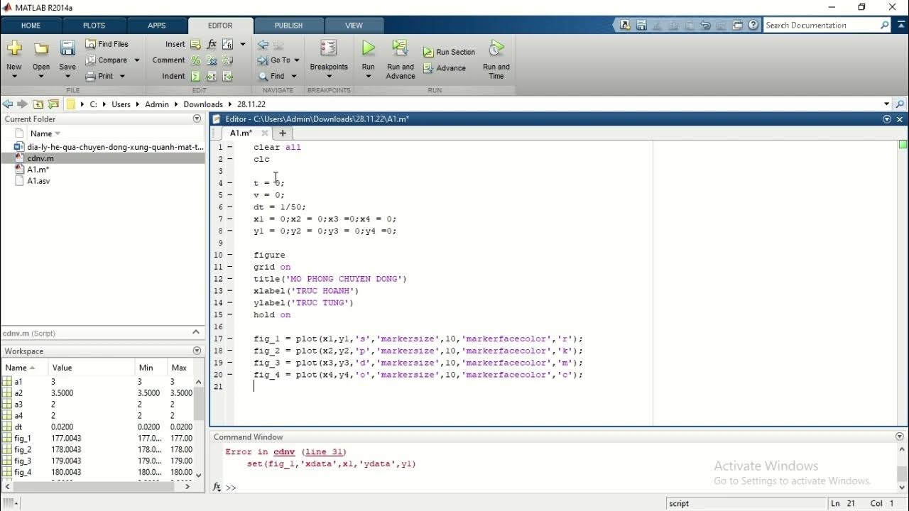 Mô phỏng chuyển động Matlab - YouTube