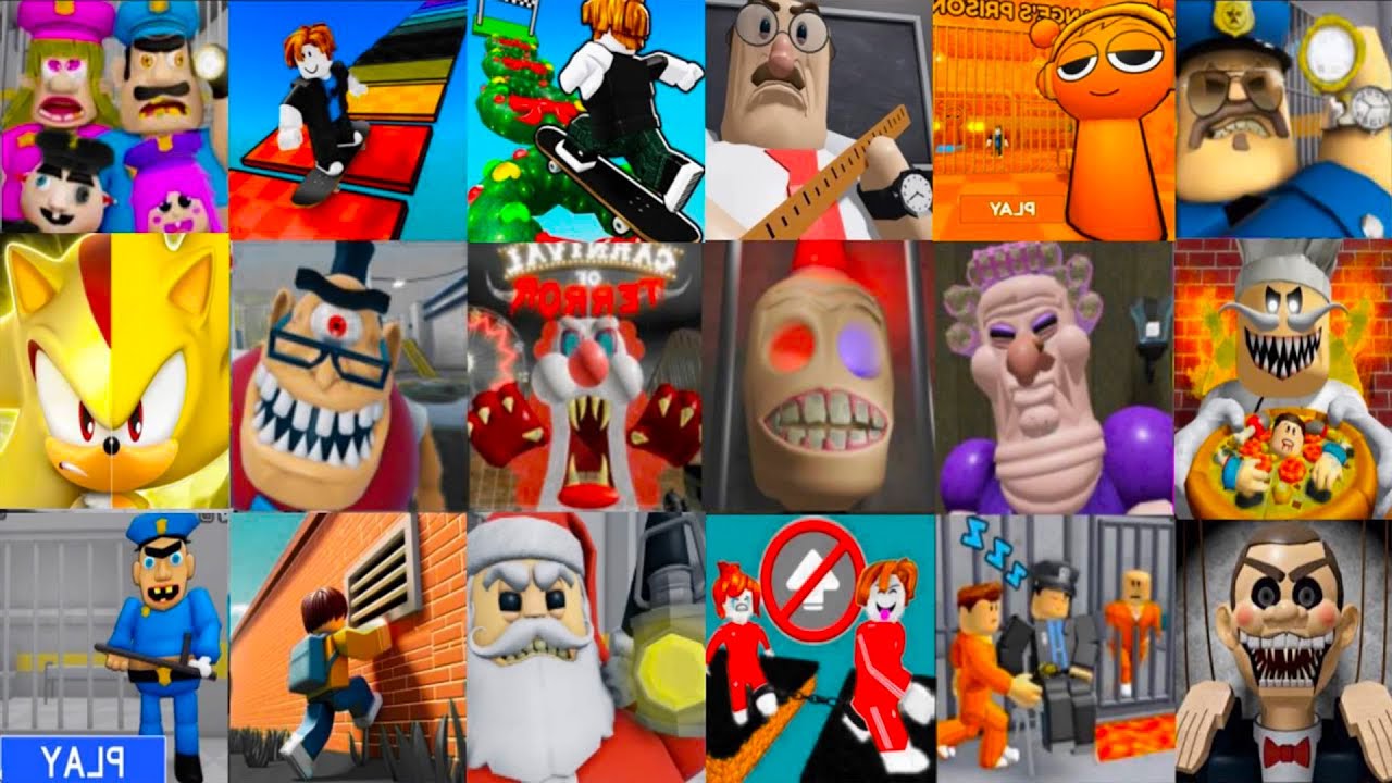 SPEED Run in 32 SCARY OBBY from Barrys Prison, Mr Funny, Siren Cop ...