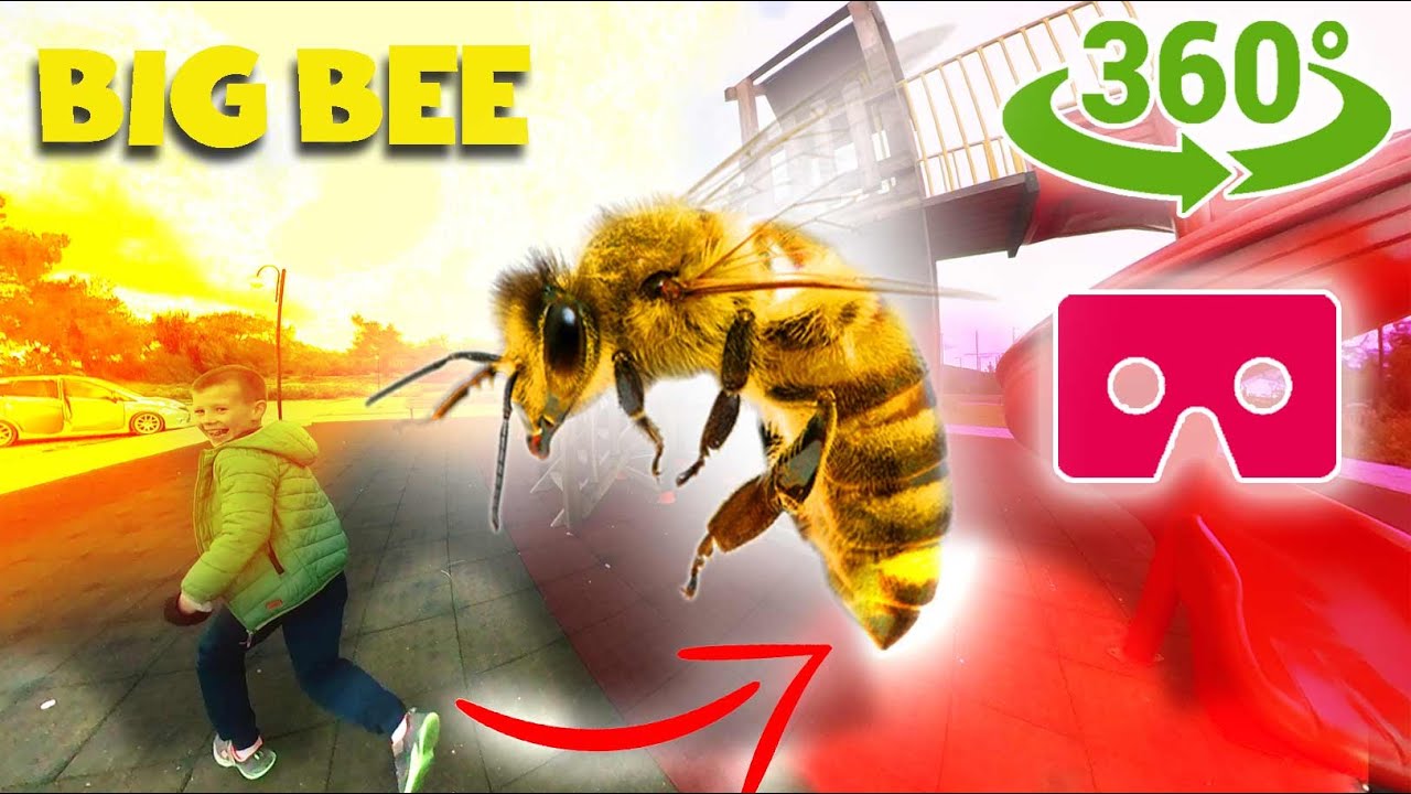 Big bee chasing children 360 VR - YouTube