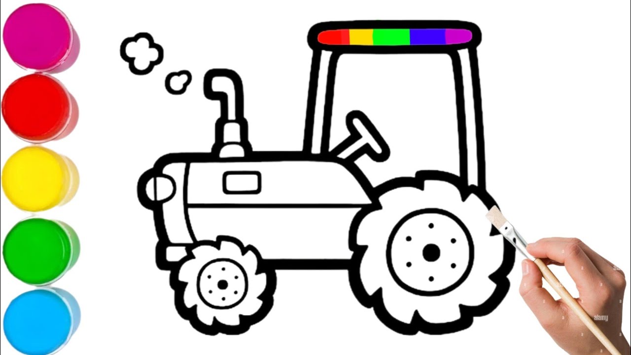 Tractor 🚜 Easy Drawing, Painting and Coloring for kids and Toddlers ...