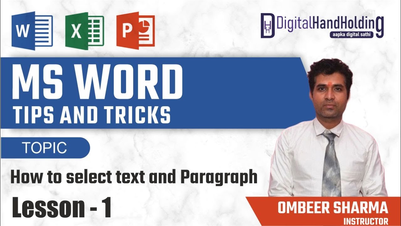 How to select text in ms word | ms word tips and trics | computer basic ...