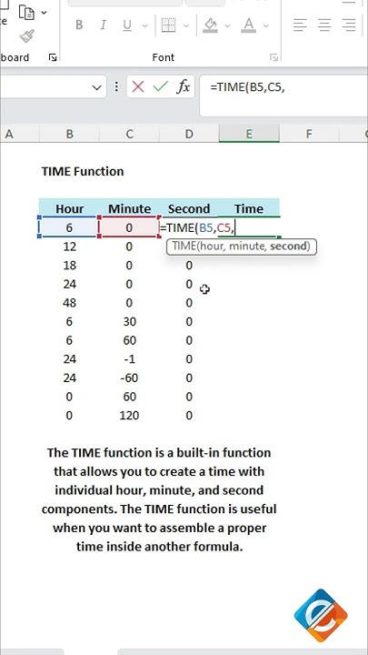 Master Time Calculations With The Time Function In Excel Time Exceltips Dataanalysis Youtube