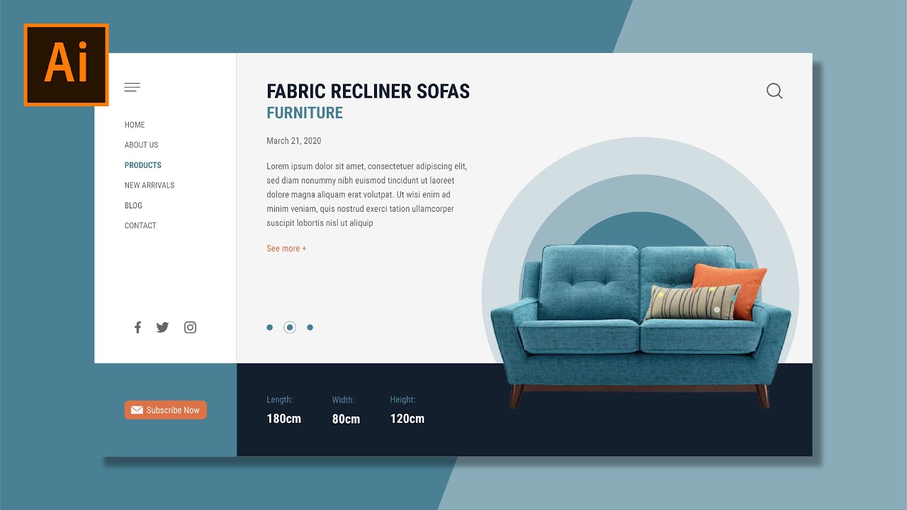 Fabric Sofas Website Landing Page | Web Design | Adobe Illustrator ...