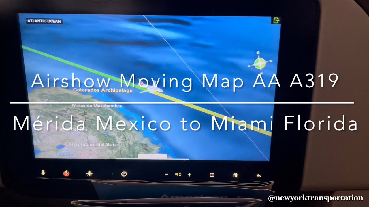Airshow map on @AmericanAirlines A319-115 N4005X Mérida Mexico (MID) to ...
