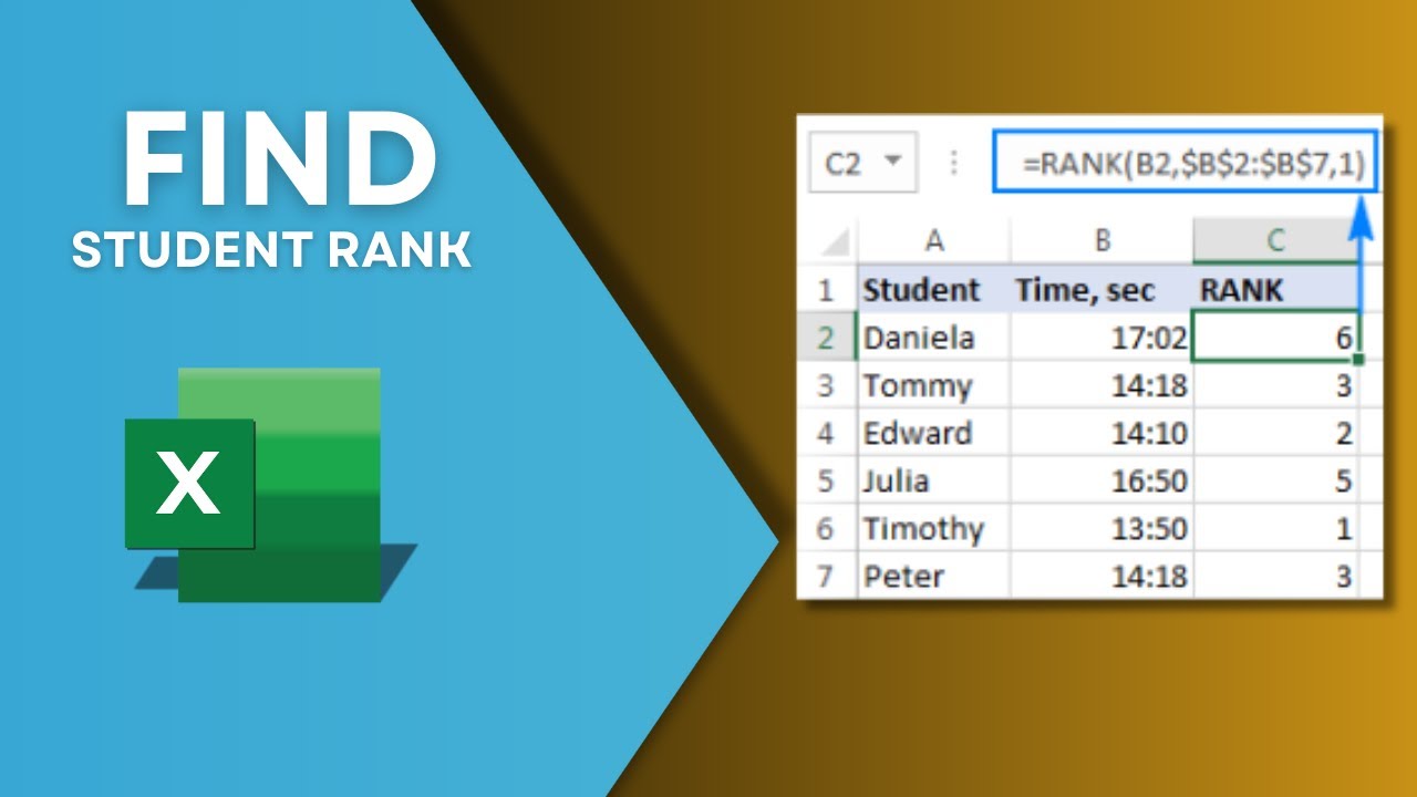 How to Find Student Rank in Microsoft Excel - YouTube