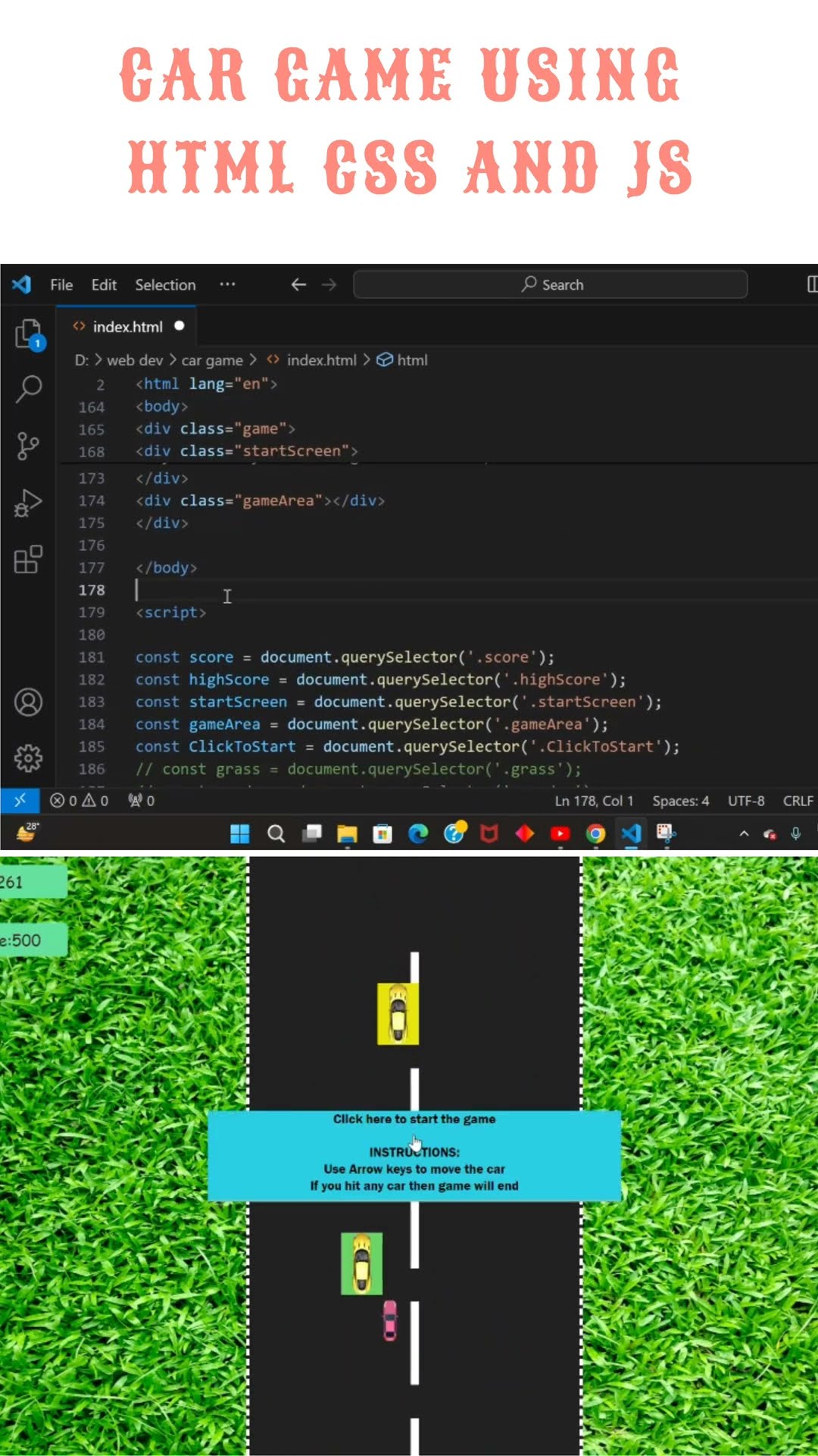 Tough Car Game Using Html Css And Js Coding Html Css Howto 8990