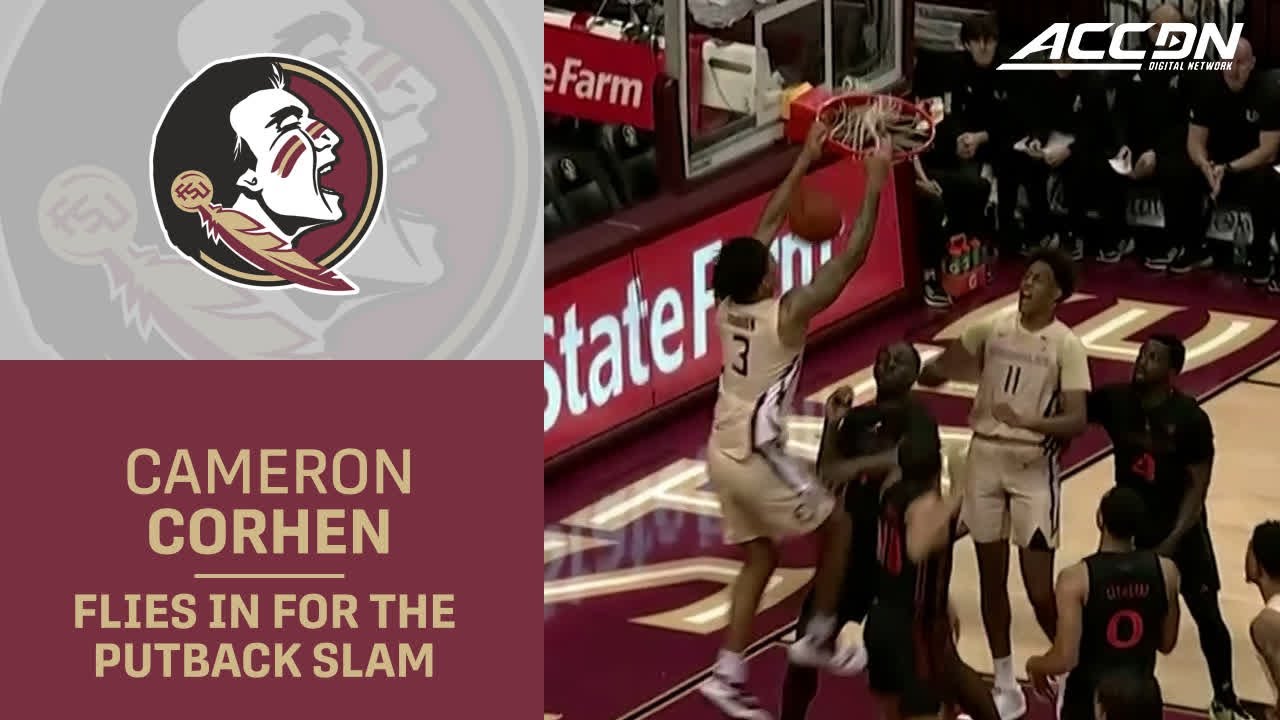 Florida State's Cameron Corhen Flies In For The Putback Slam - YouTube