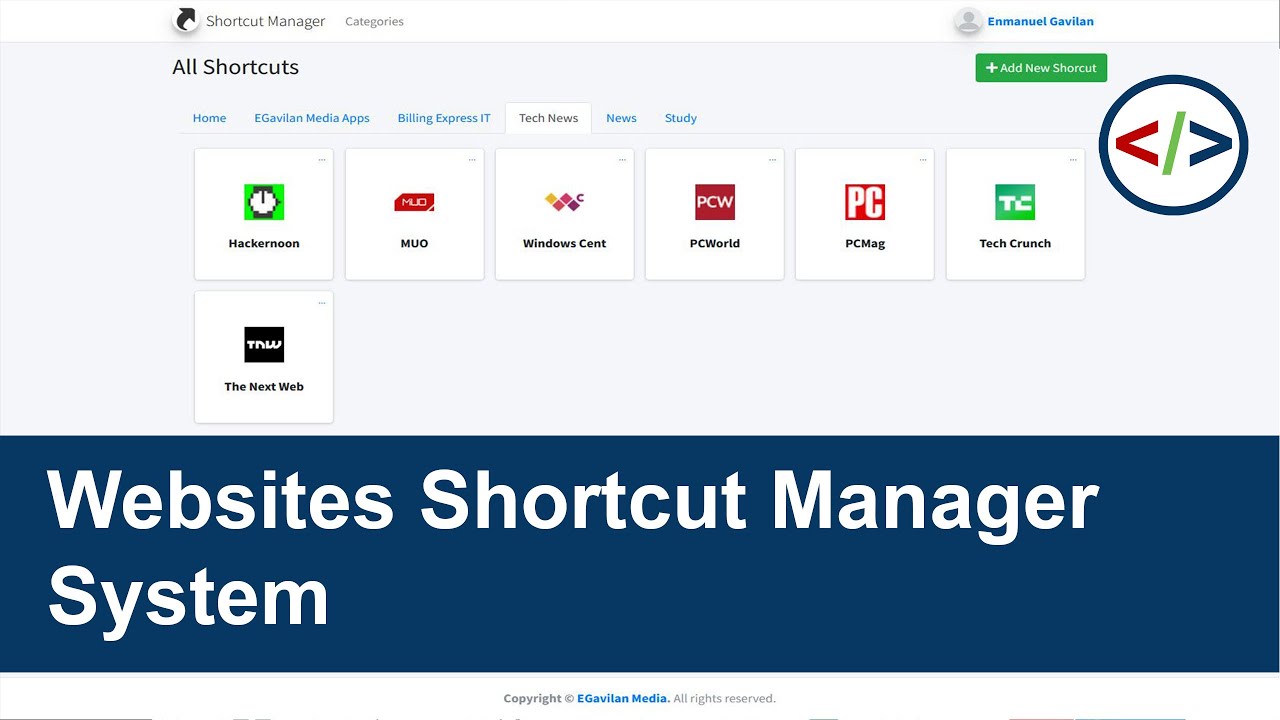 Websites Shortcut Manager System - YouTube