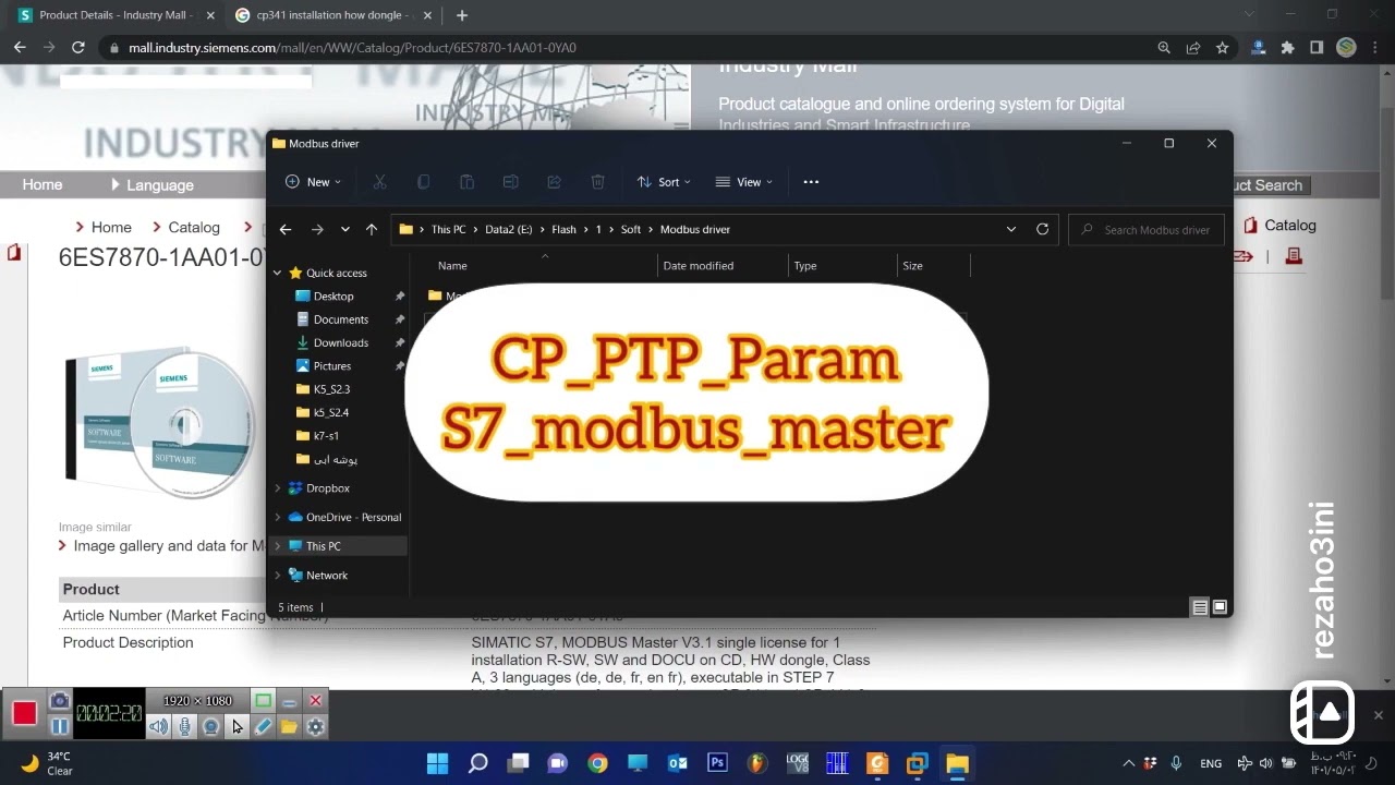 Modbus RTU cp341 configuration & dongle - YouTube