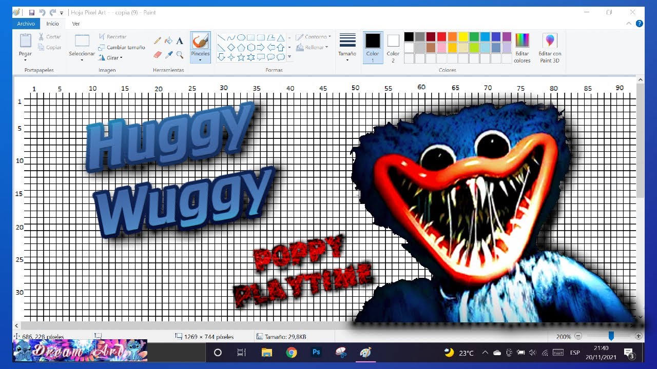 Huggy Wuggy En PIXEL ART - ME ATACÓ!!!!😲 ️Dream Art ️ - YouTube