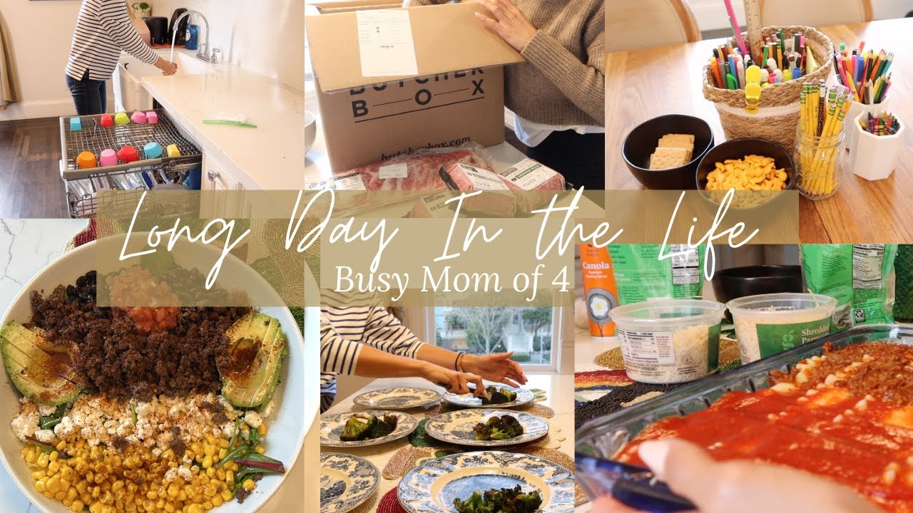 SUPER LONG DAY IN THE LIFE // MOM OF 4 // COOKING, CLEANING, HOMEWORK ...