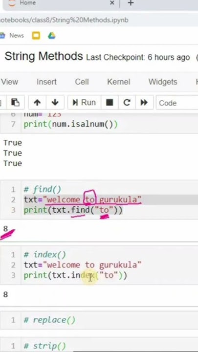 String Method Find Index Method Python Gurukula Pythonprogramming Find Indexing