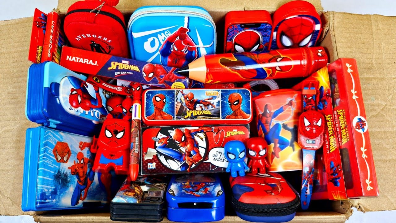 SPIDERMAN Stationery Collection🥰Geometry, Pencil Box, Watch, Sharpener ...