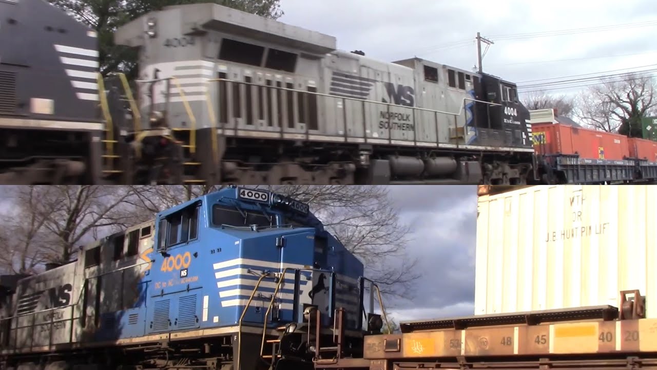 NS 4004 trailing in Third on NS train 25A and NS 4000 trailing in ...