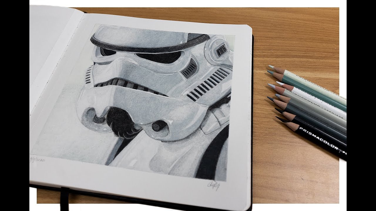 Drawing a Stormtrooper with Colored Pencils - YouTube