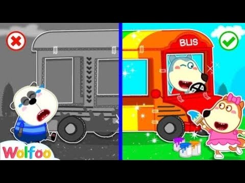 Wolfoo Learns Colors and Makes DIY Rainbow Bus For Kids | Wolfoo ...