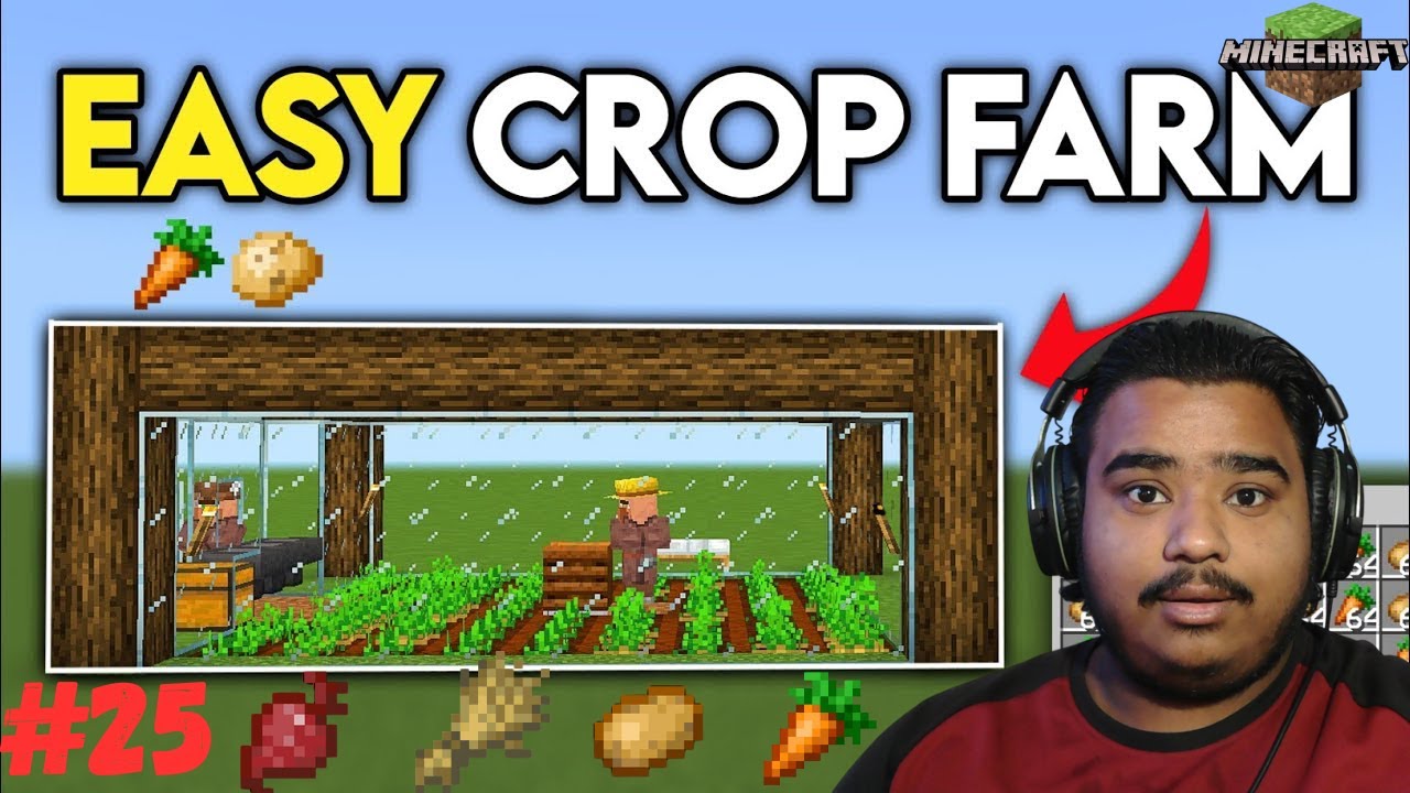 BUILDING Minecraft Villager Auto Crop Farm Tutorial - Potato Wheat ...