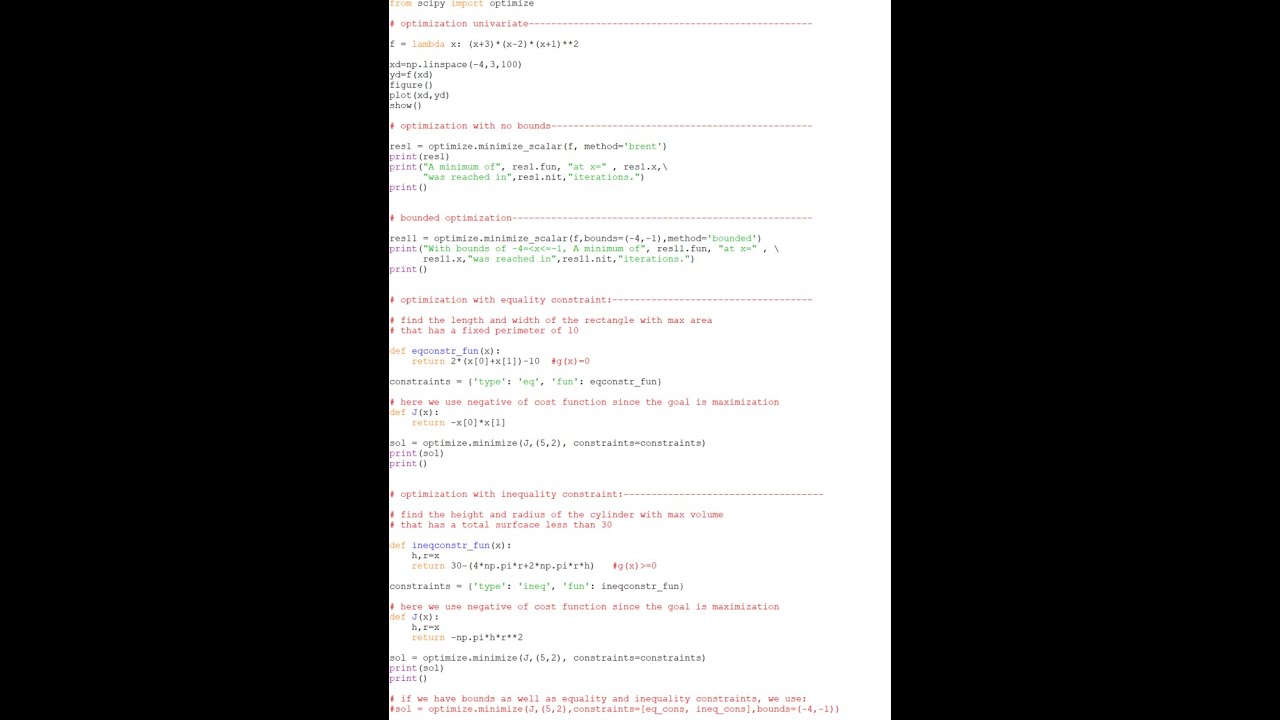 Optimization In Python Using Scipy Youtube