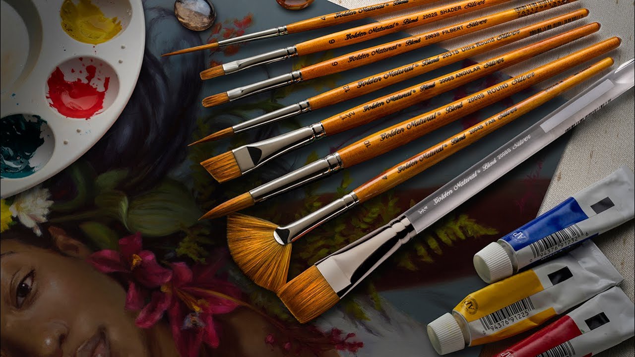Silver Brush Limited Golden Natural Artist Paint Brushes - YouTube