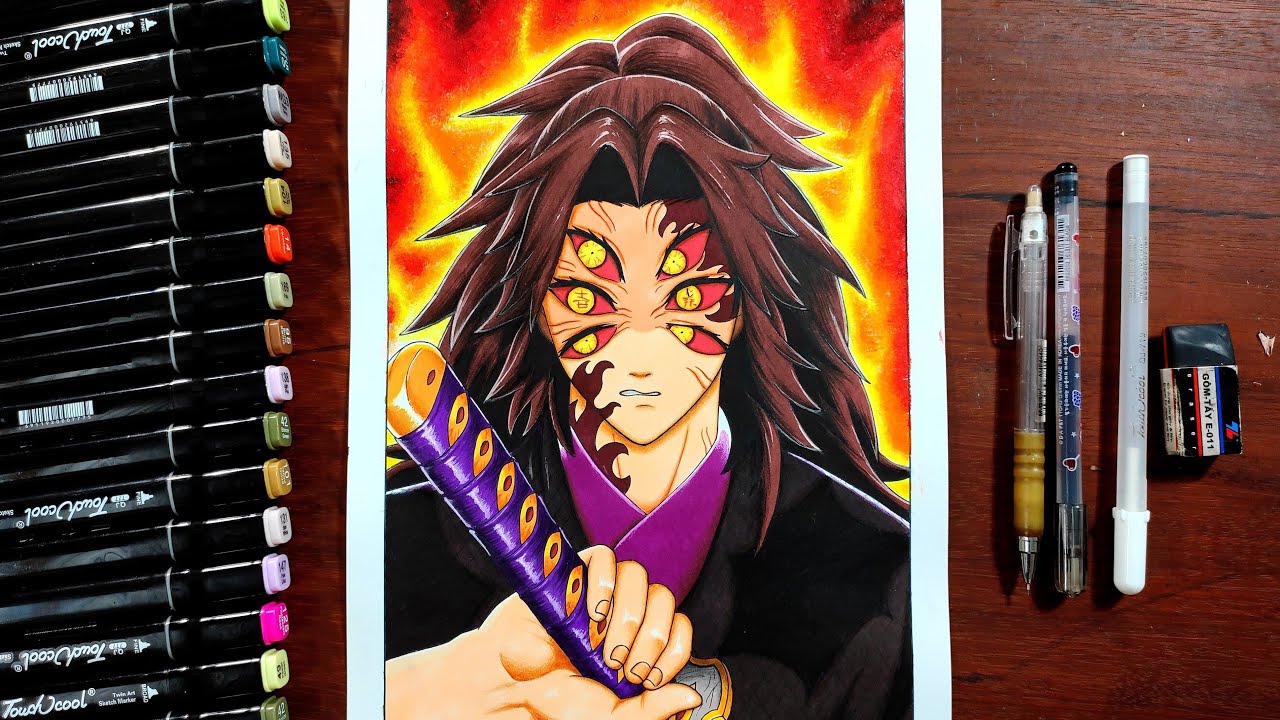Cách vẽ Kokushibou / How To Draw Kokushibou / Kimetsu no Yaiba - YouTube