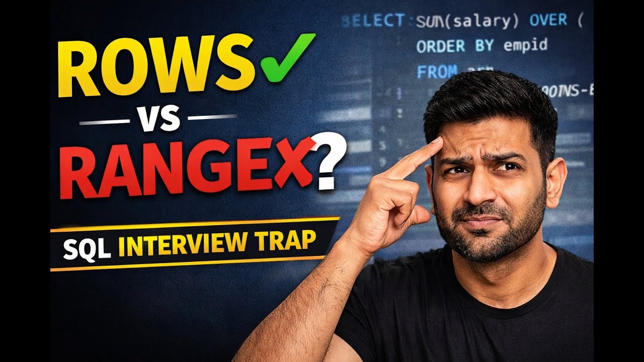 SQL Window Functions Explained | Running Total, ROWS vs RANGE (HCL Interview Question) - YouTube