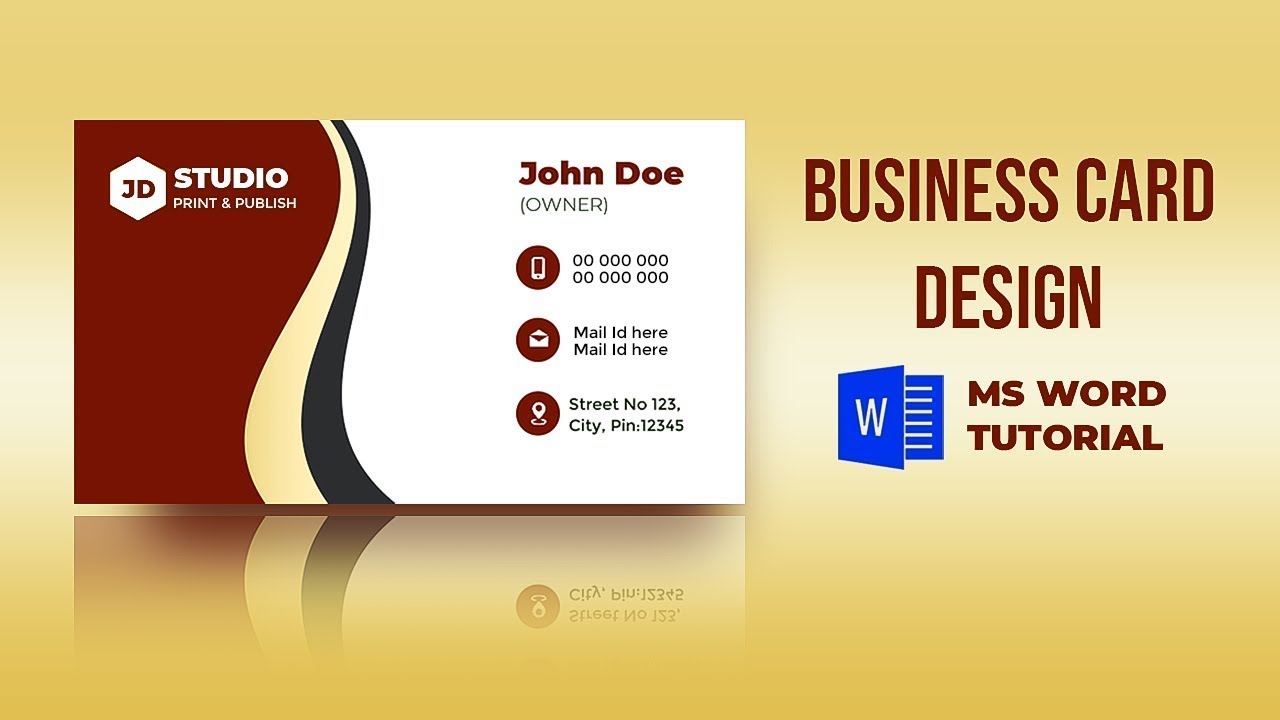 Business Card Design in MS Word | Visiting Card Design Tutorial - YouTube