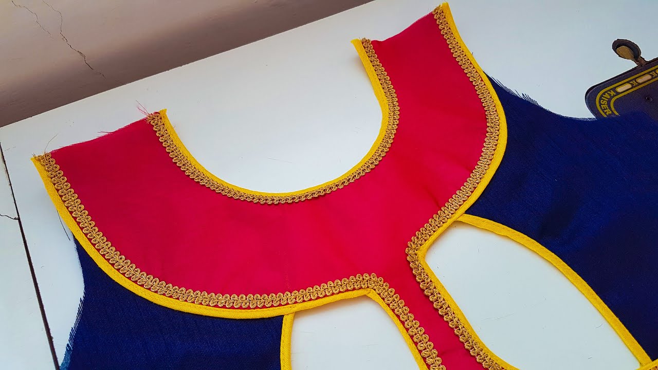 New Model blouse gala piping back neck design cutting and stitching ...