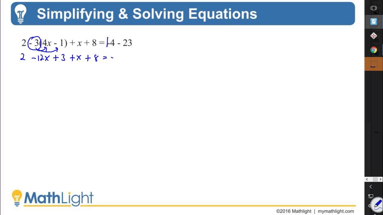 Pre-Algebra L8.1 Quick Review: Simplifying & Solving Equations by Rick ...